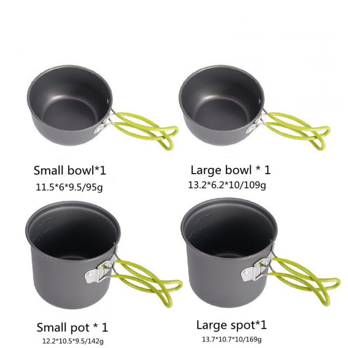 1-2L Military Camping Gear Aluminum Military Cooking Set For 3-4 People