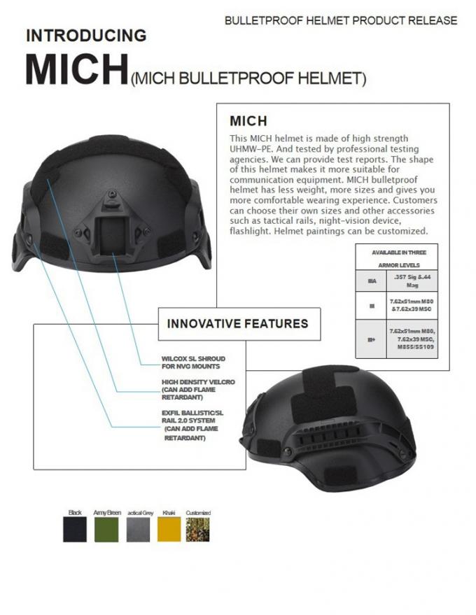 PE Military Ballistic Armor Explosion Proof Bulletproof Tactical Helmet