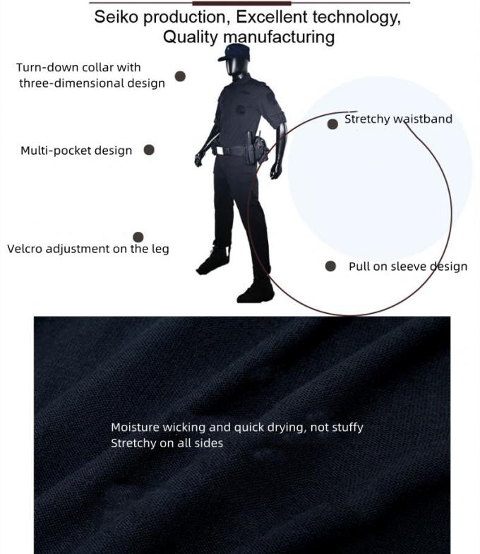 Security Guard Military Navy Blue Combat Uniform 92% Nylon 8% Spandex