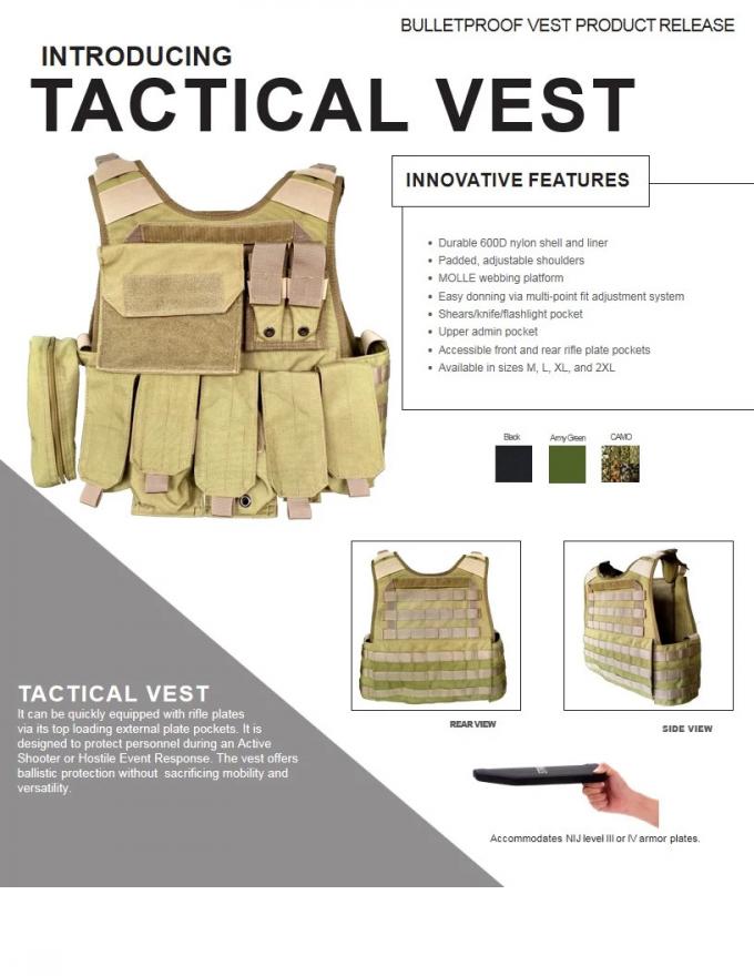 Aramid Level 2 Level 3 Body Armor Customized Army Bulletproof Vest